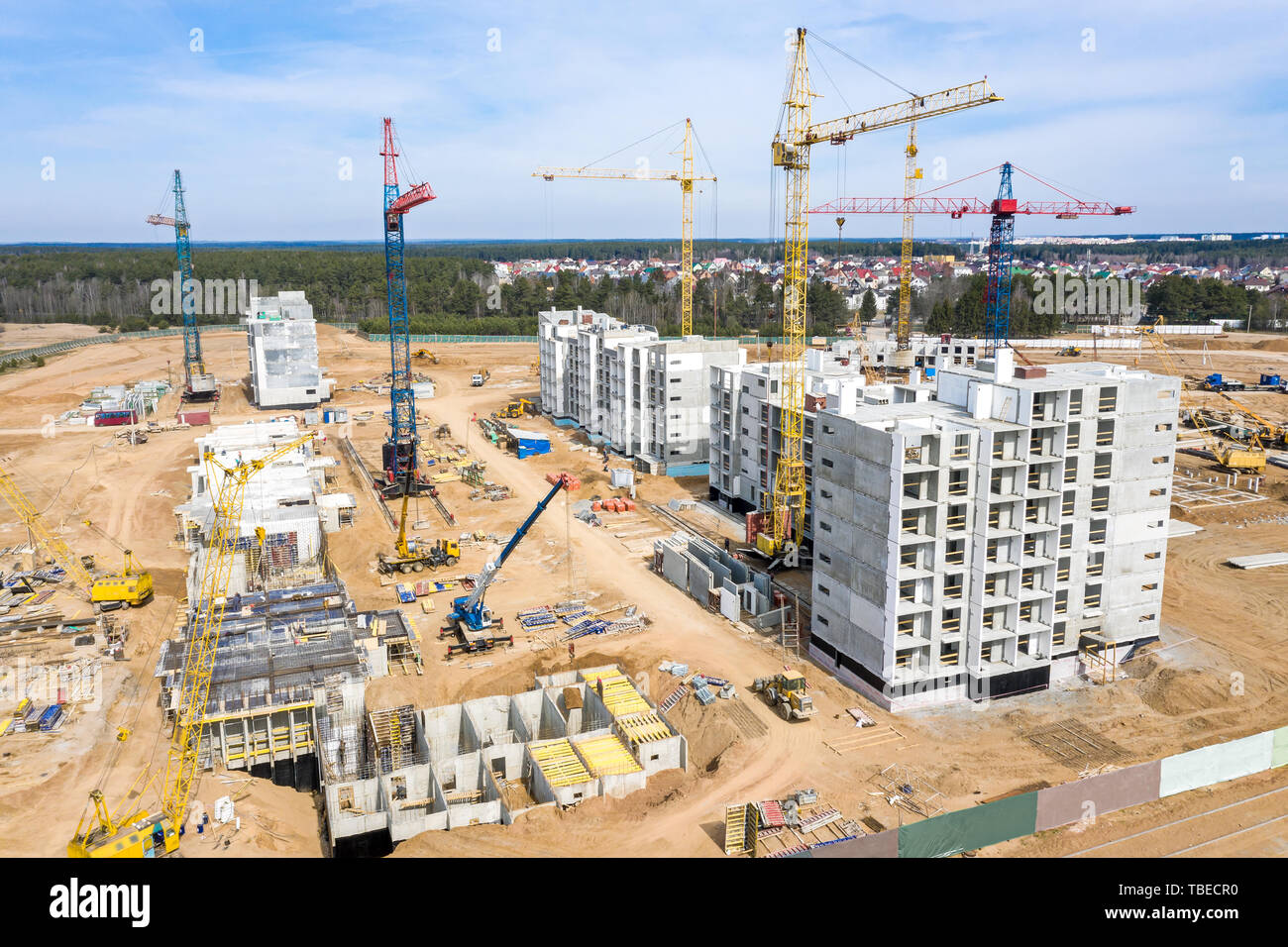building of new city residential area. city construction site, aerial ...