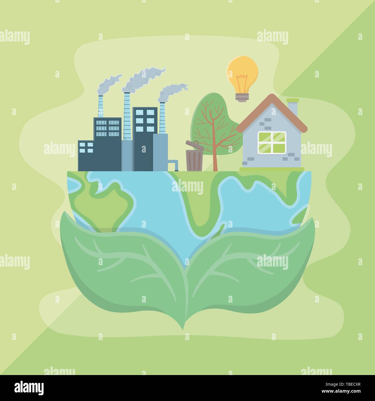 leaves holding planet design, Save energy ecology power eco and ...