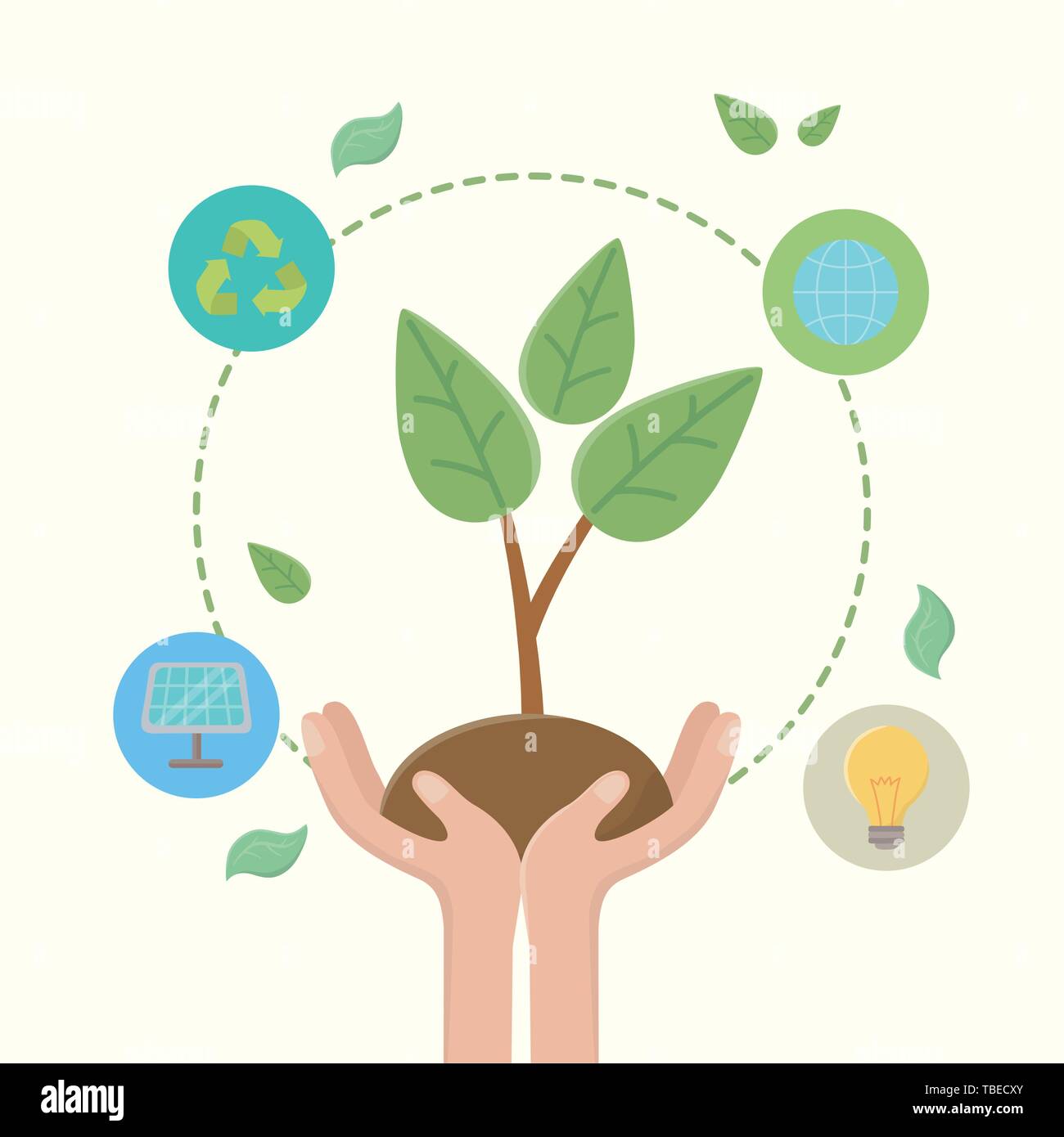 Eco city icon set design, Save planet think green and recycle and ...