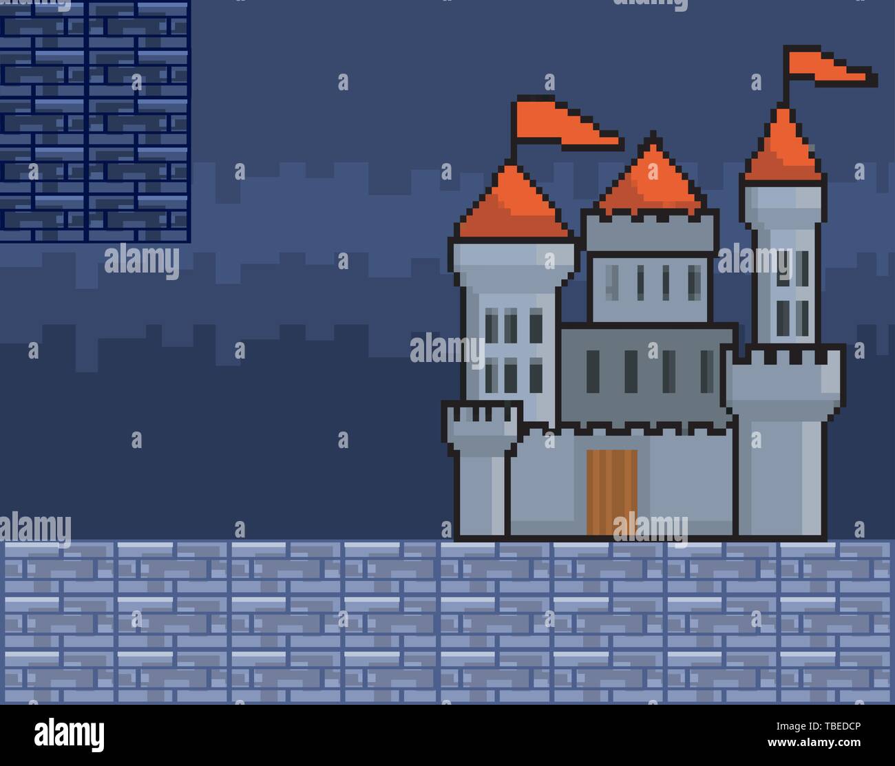 Arcade game world design, Pixel scene art retro and videogame theme ...