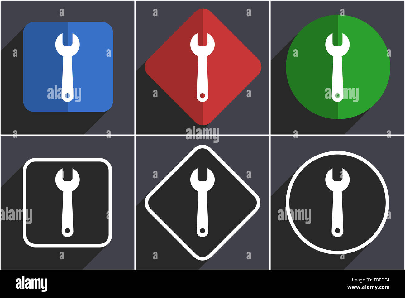 Tool set of flat design web icons in 6 options Stock Photo - Alamy