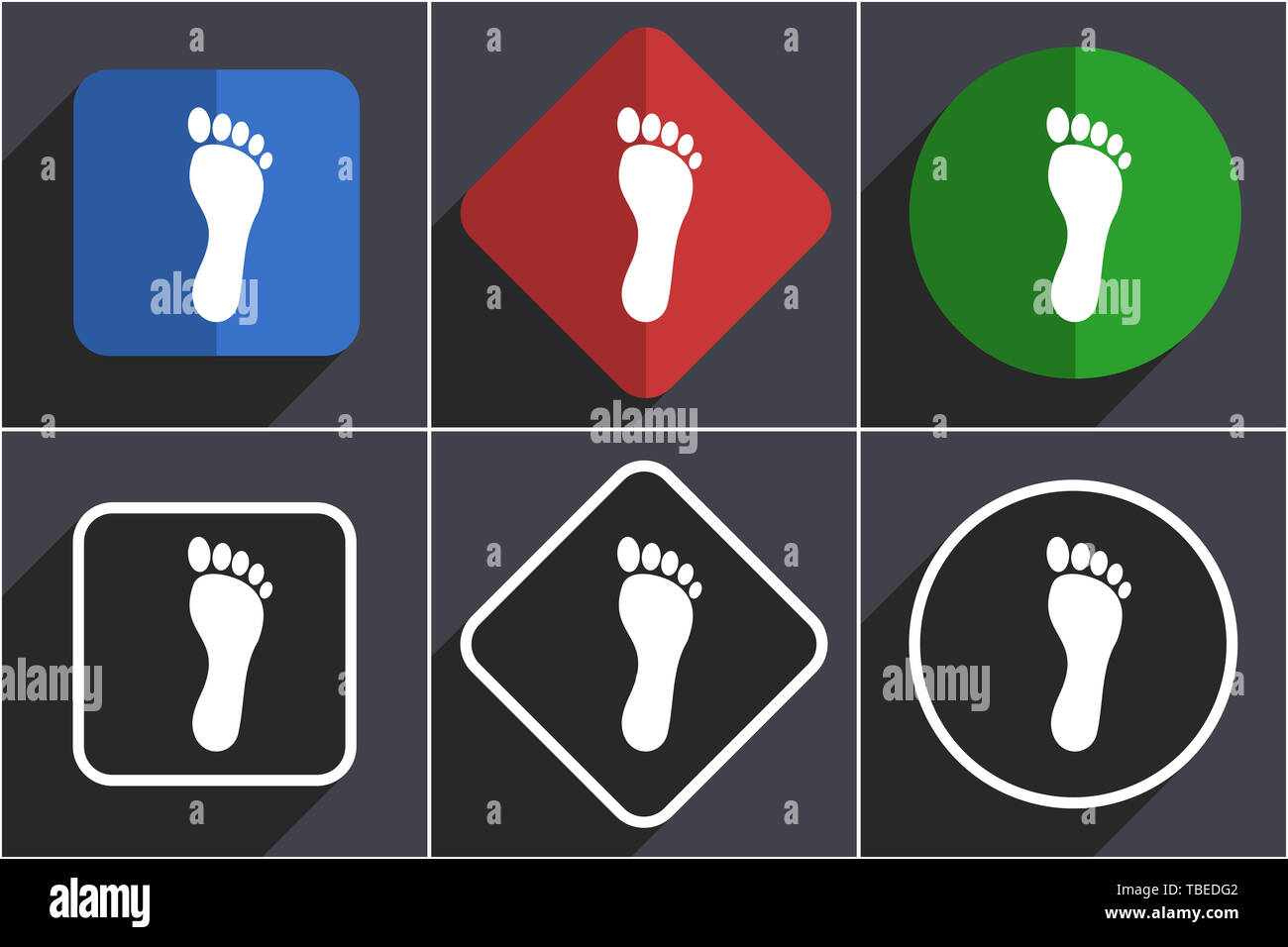 Foot set of flat design web icons in 6 options Stock Photo - Alamy