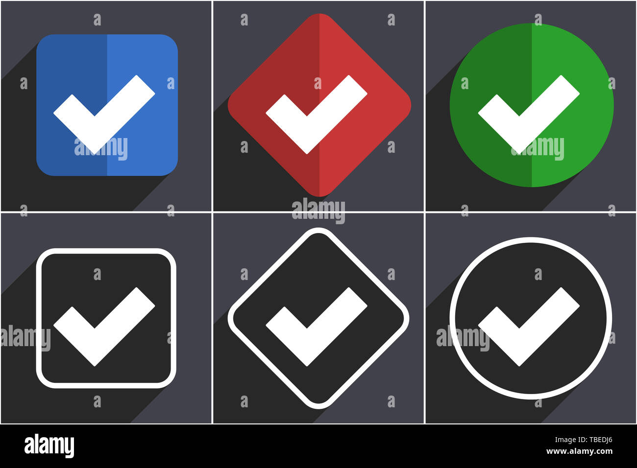Accept set of flat design web icons in 6 options Stock Photo - Alamy