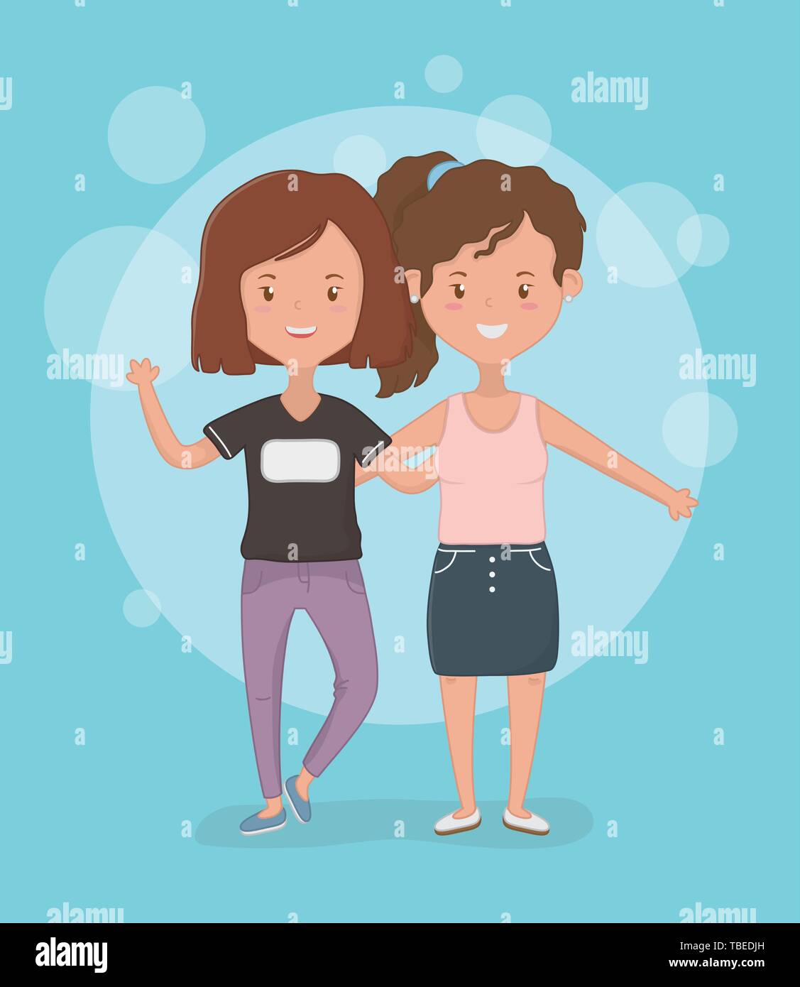 Girls cartoons design, Firiendship together friends happy people and ...