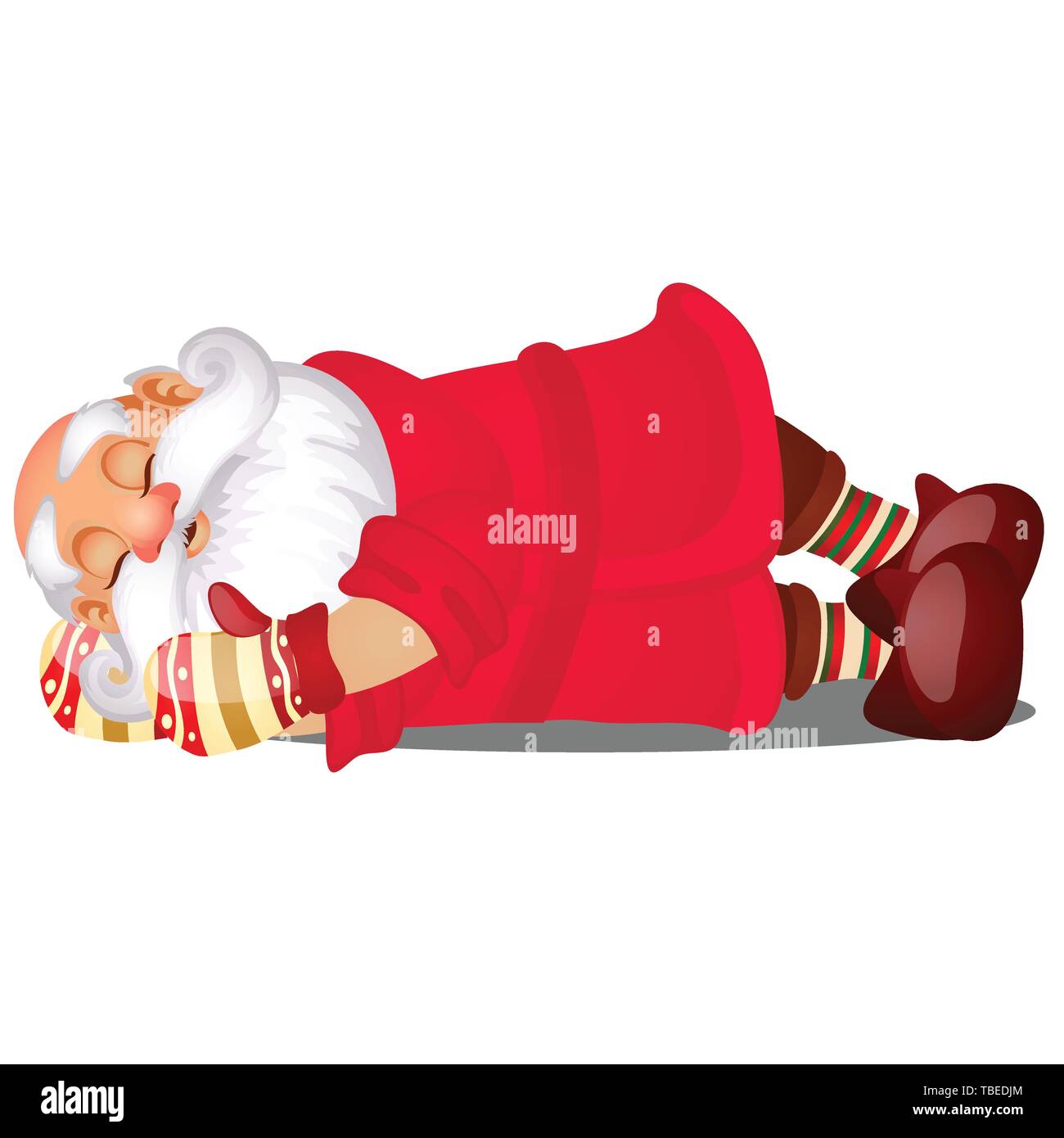 Cute sleeping Santa Claus isolated on white background. Sample of ...