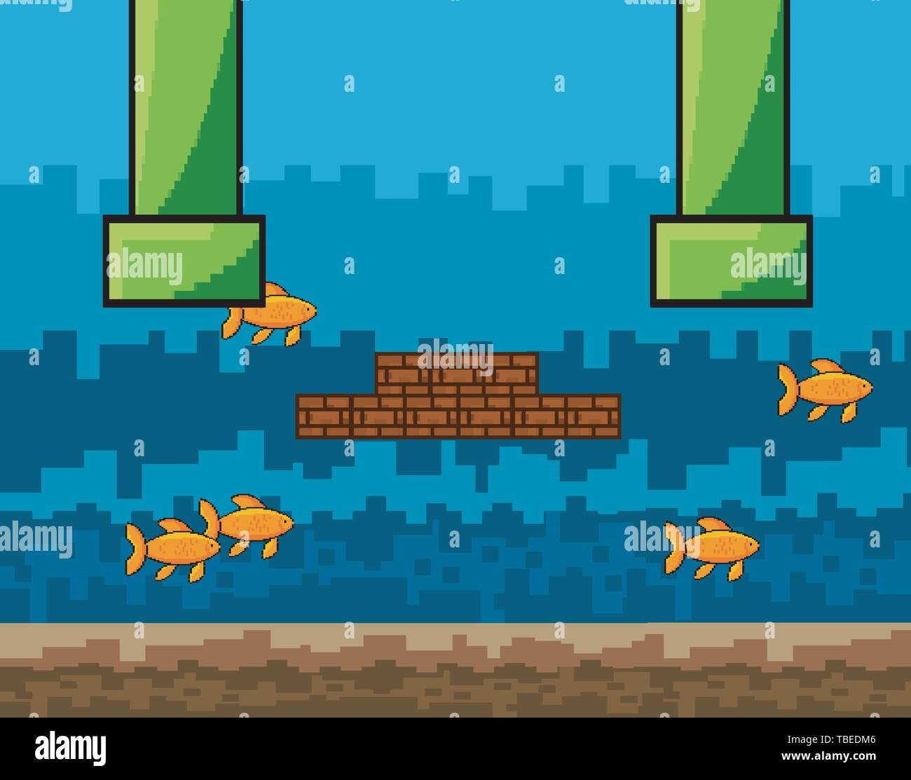 Arcade game world design, Pixel scene art retro and videogame theme ...