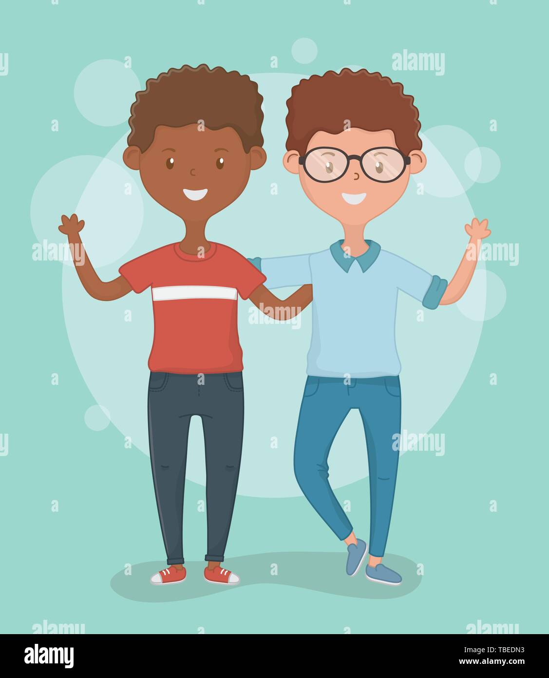 Boys cartoons design, Firiendship together friends happy people and ...