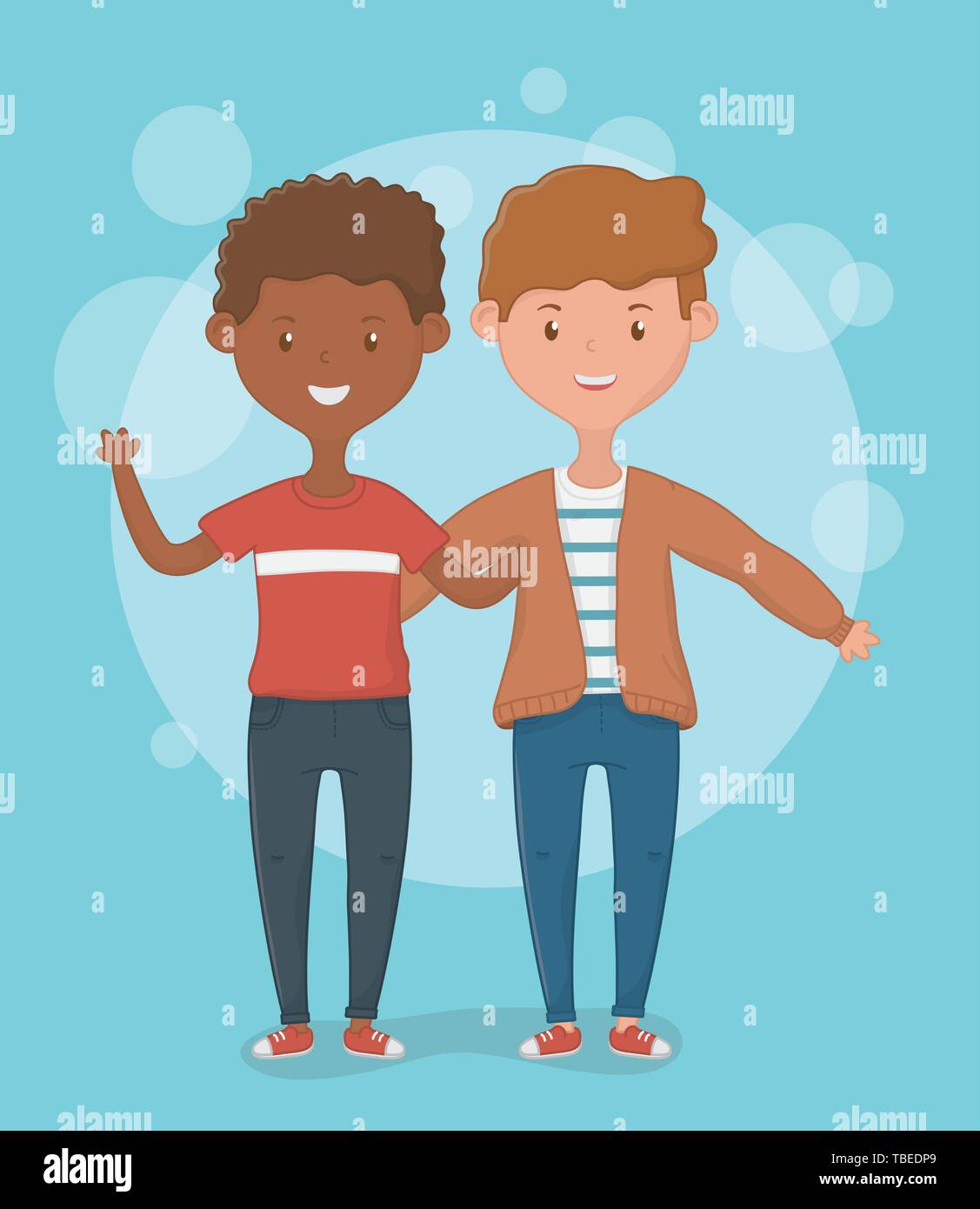 Boys cartoons design, Firiendship together friends happy people and ...