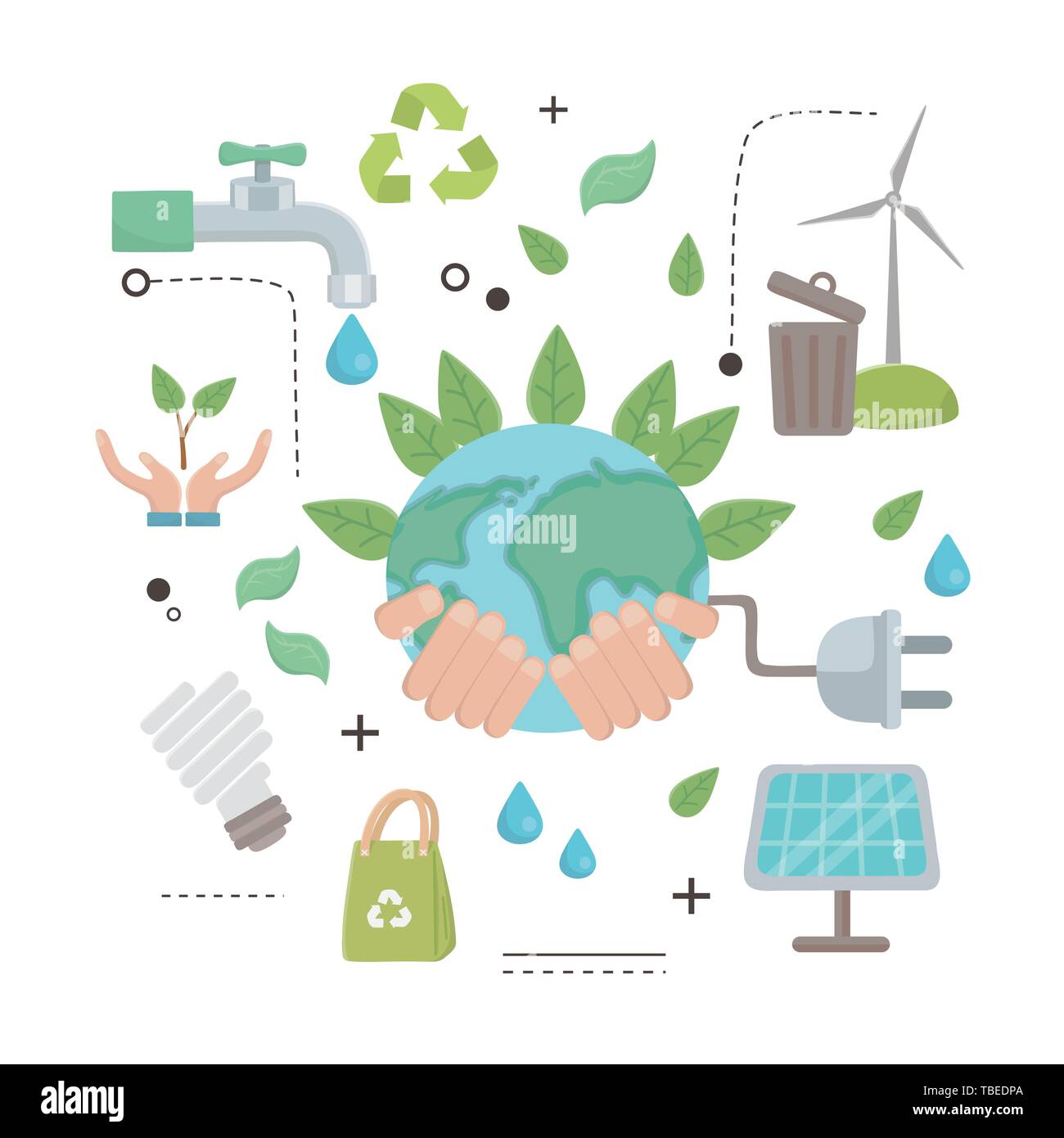 Planet and icon set design, Save energy ecology power eco and ...