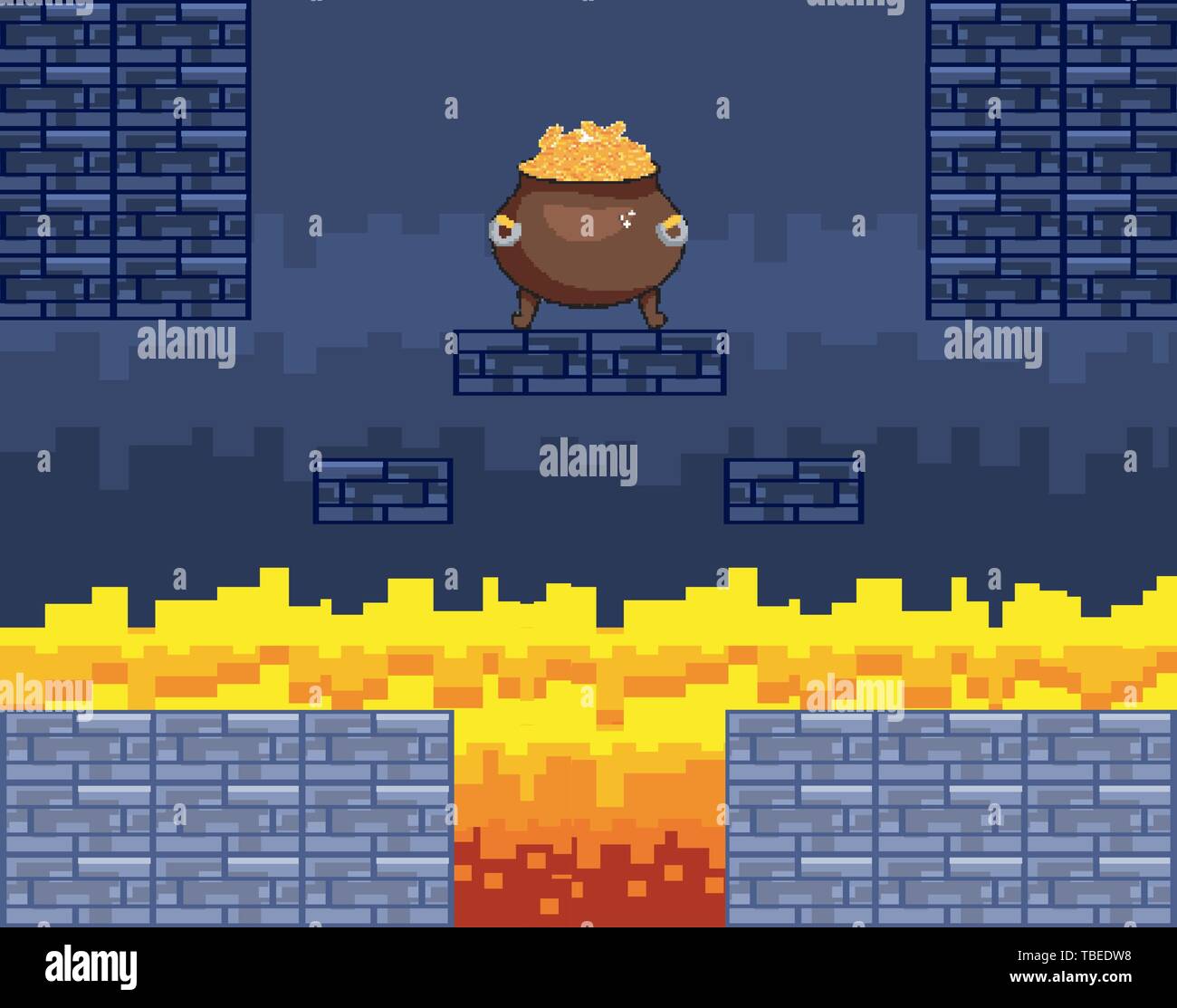 Arcade game world design, Pixel scene art retro and videogame theme ...