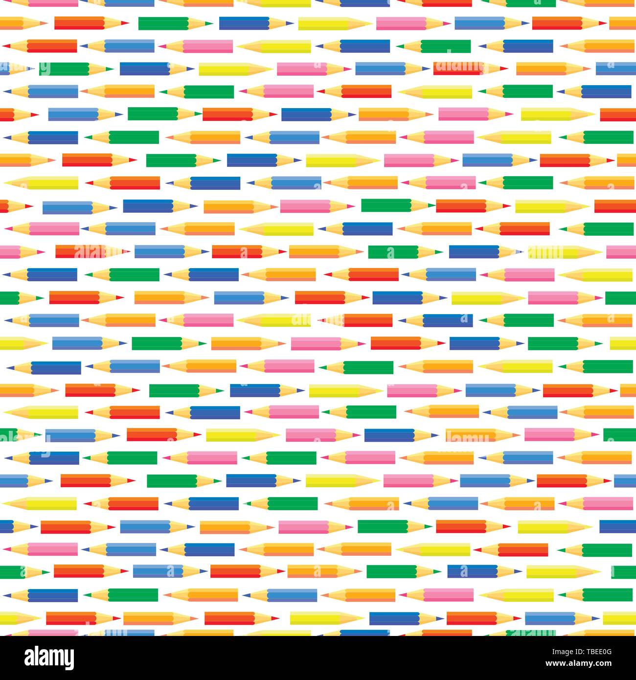 Vector seamless pattern. Chains of small colored pencils. Good ...