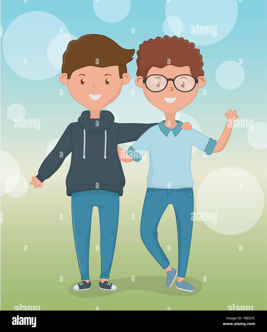 Boys cartoons design, Firiendship together friends happy people and ...