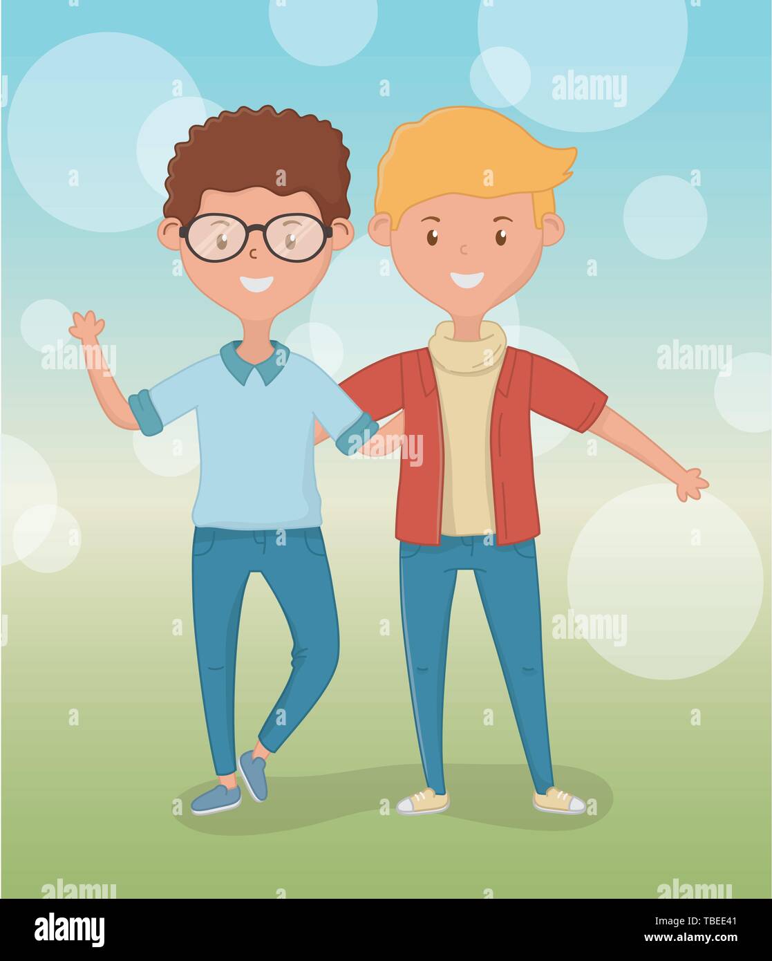 Boys cartoons design, Firiendship together friends happy people and ...