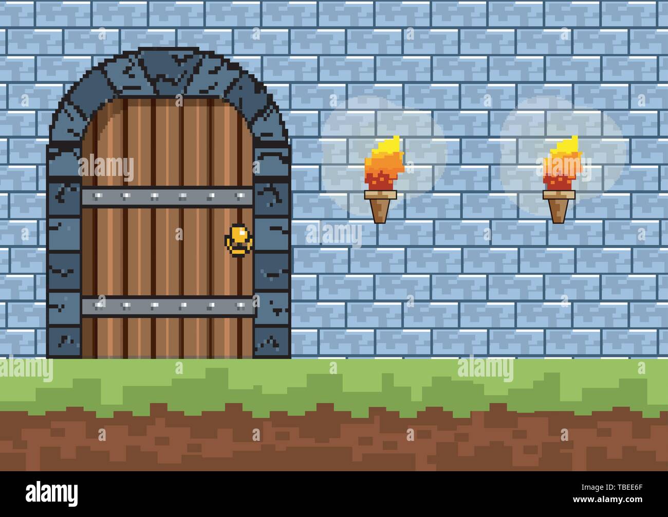 Arcade game world design, Pixel scene art retro and videogame theme ...