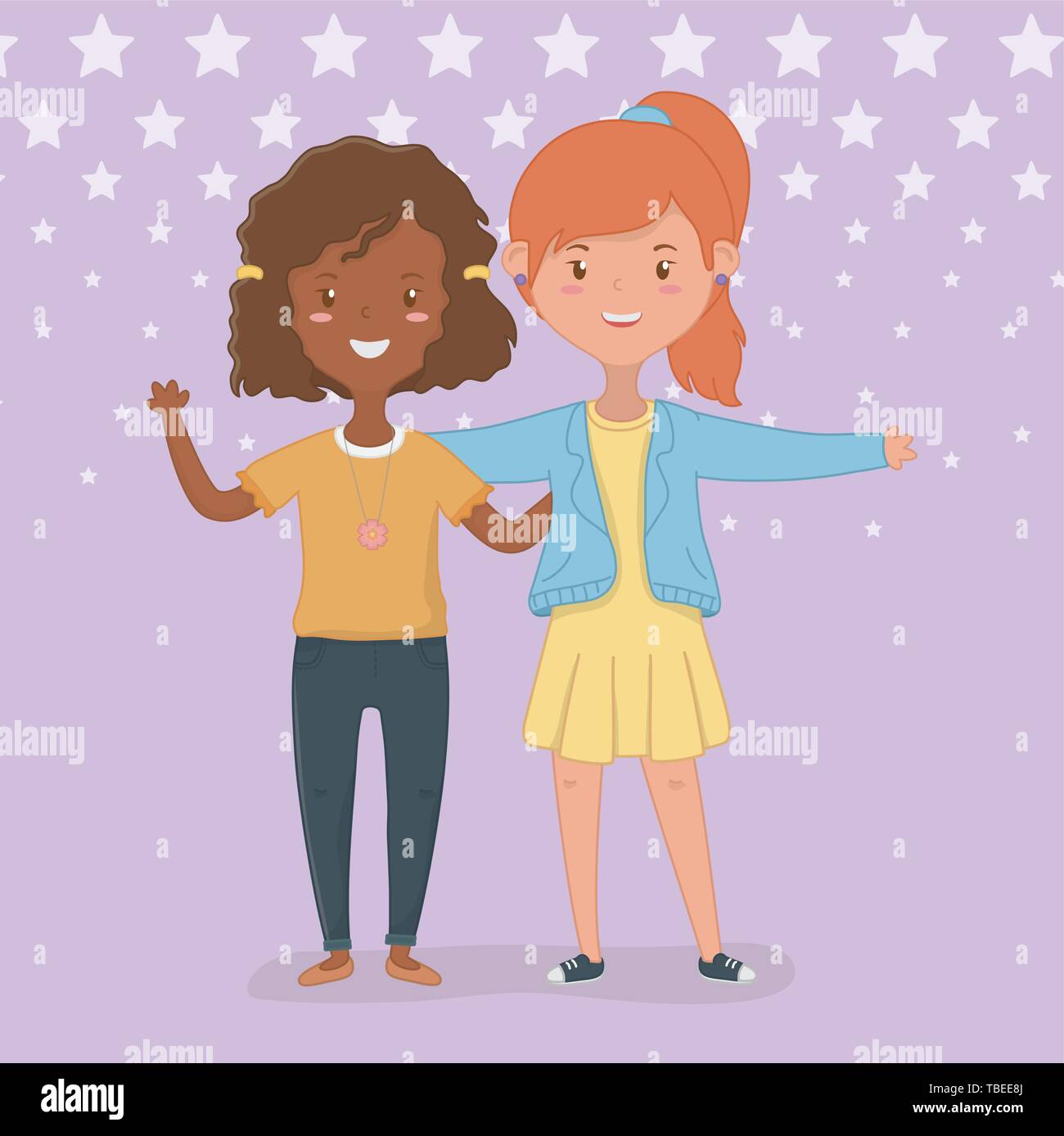 Girls cartoons design, Firiendship together friends happy people and ...