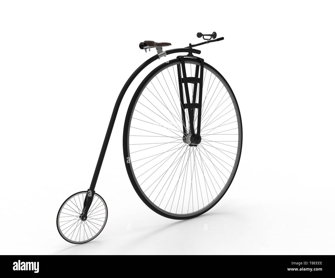 3D rendering of a vintage velocipede isolated on white background Stock ...