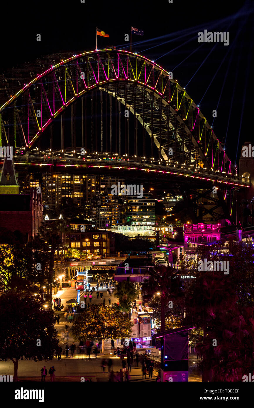 The Rocks area, with the Sydney Harbour Bridge in the background at ...