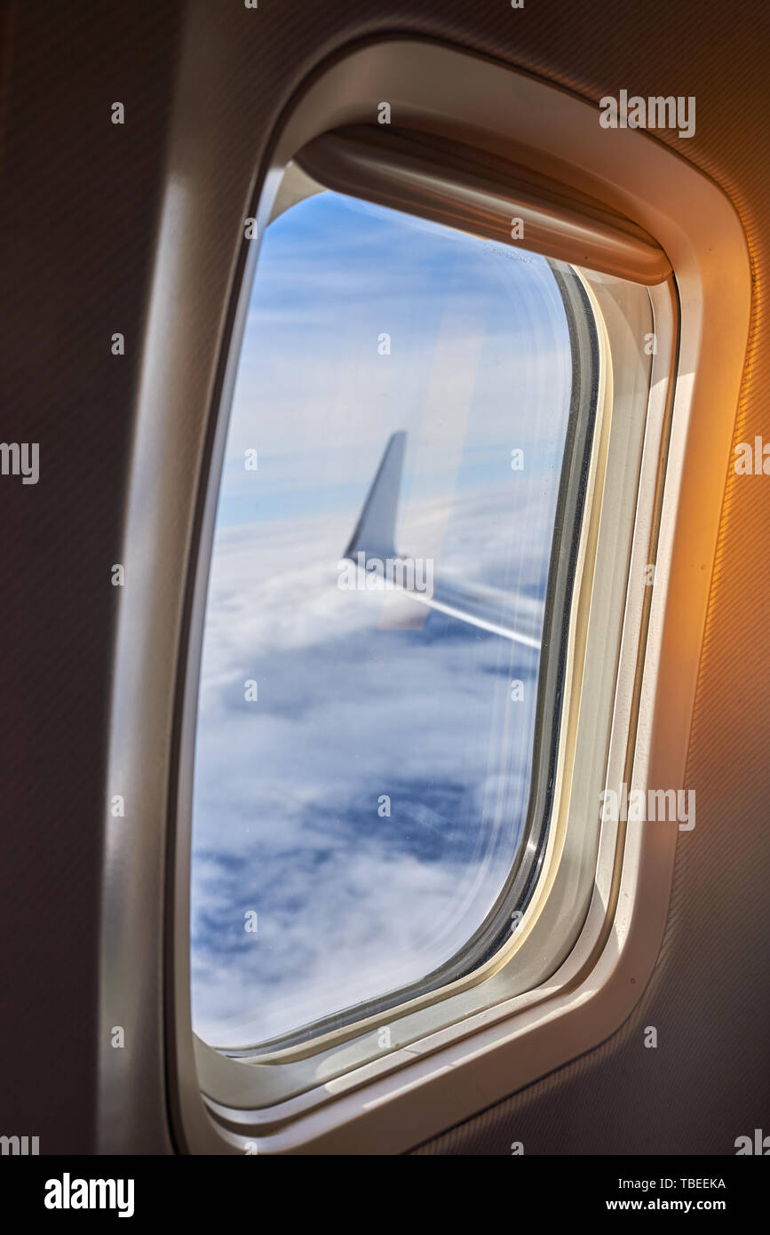 View of the wing of a plane from the window Stock Photo - Alamy