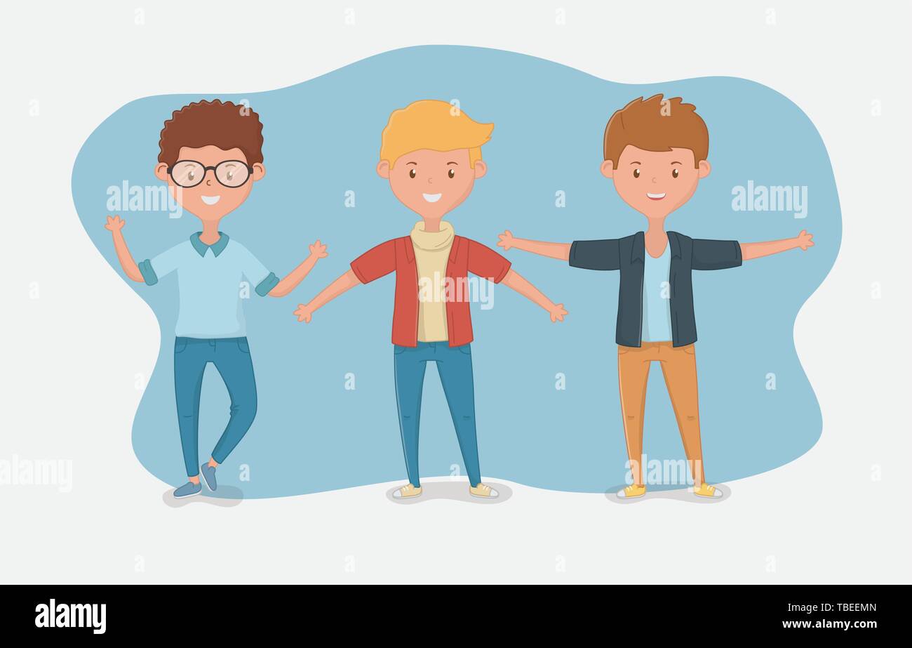 Boys cartoons design, Firiendship together friends happy people and ...