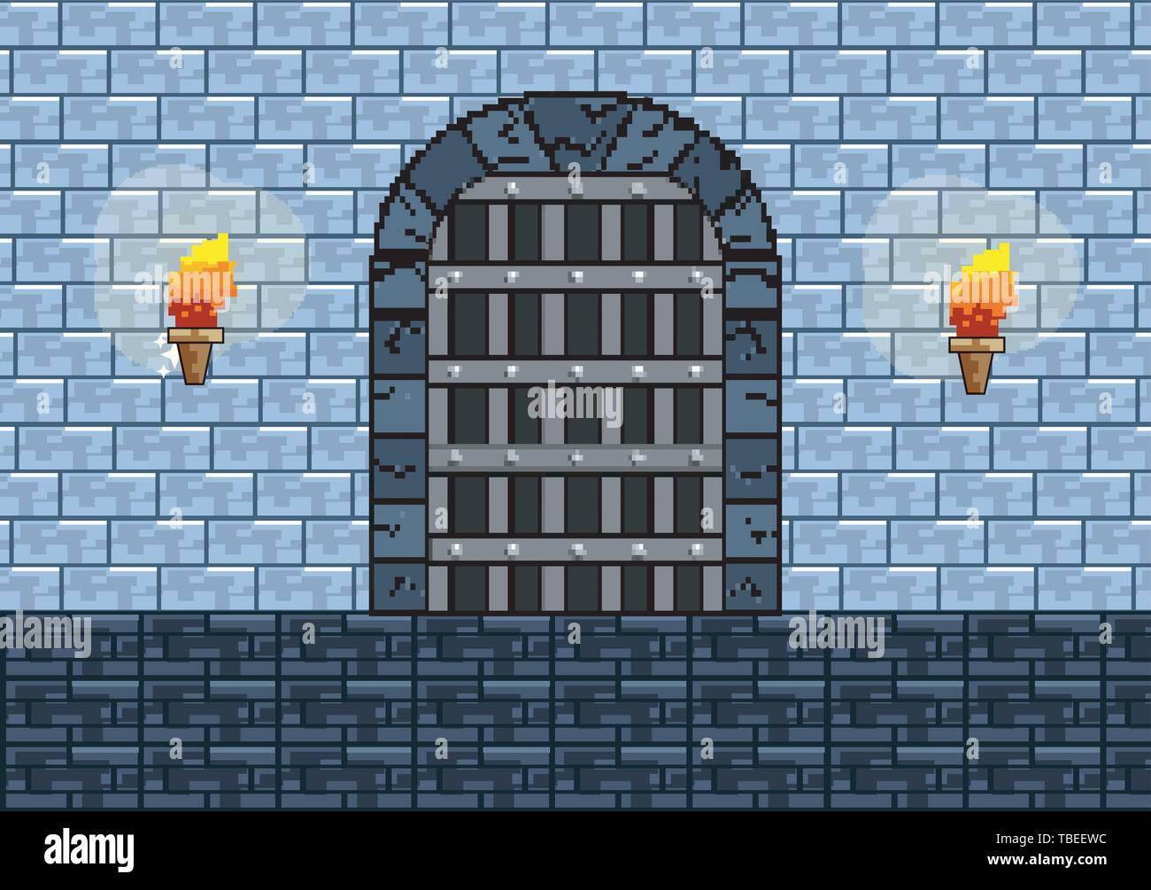 Arcade game world design, Pixel scene art retro and videogame theme ...