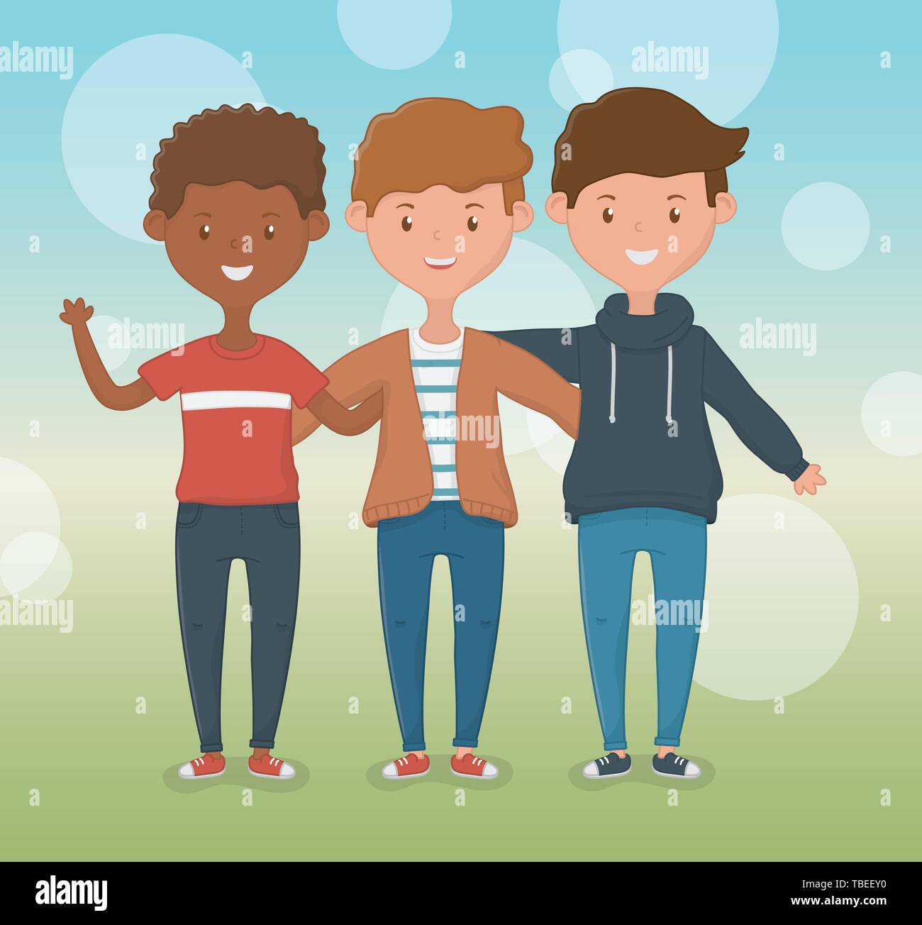 Boys cartoons design, Firiendship together friends happy people and ...