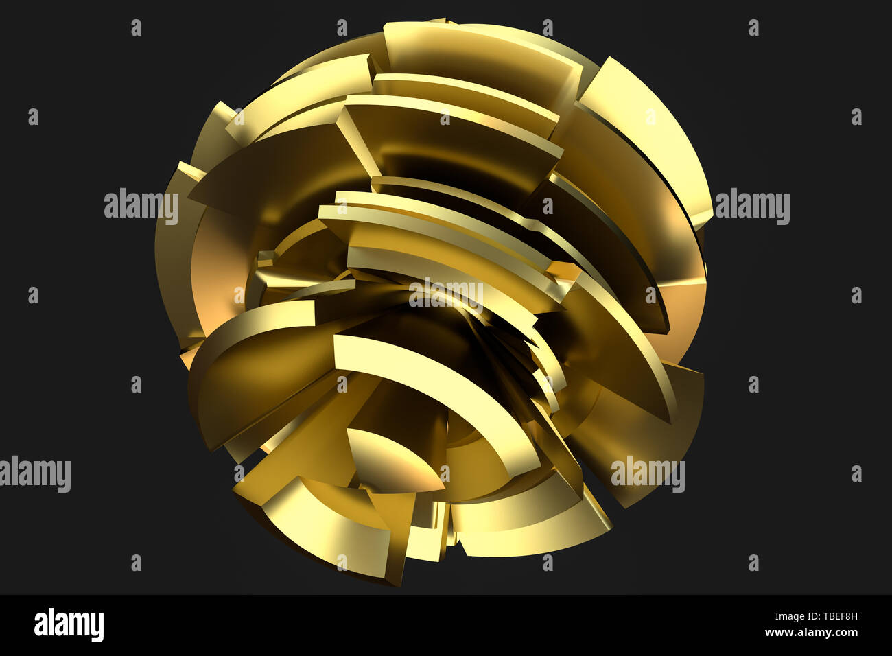 Gold curved metal ball, three-dimensional rendering Stock Photo - Alamy