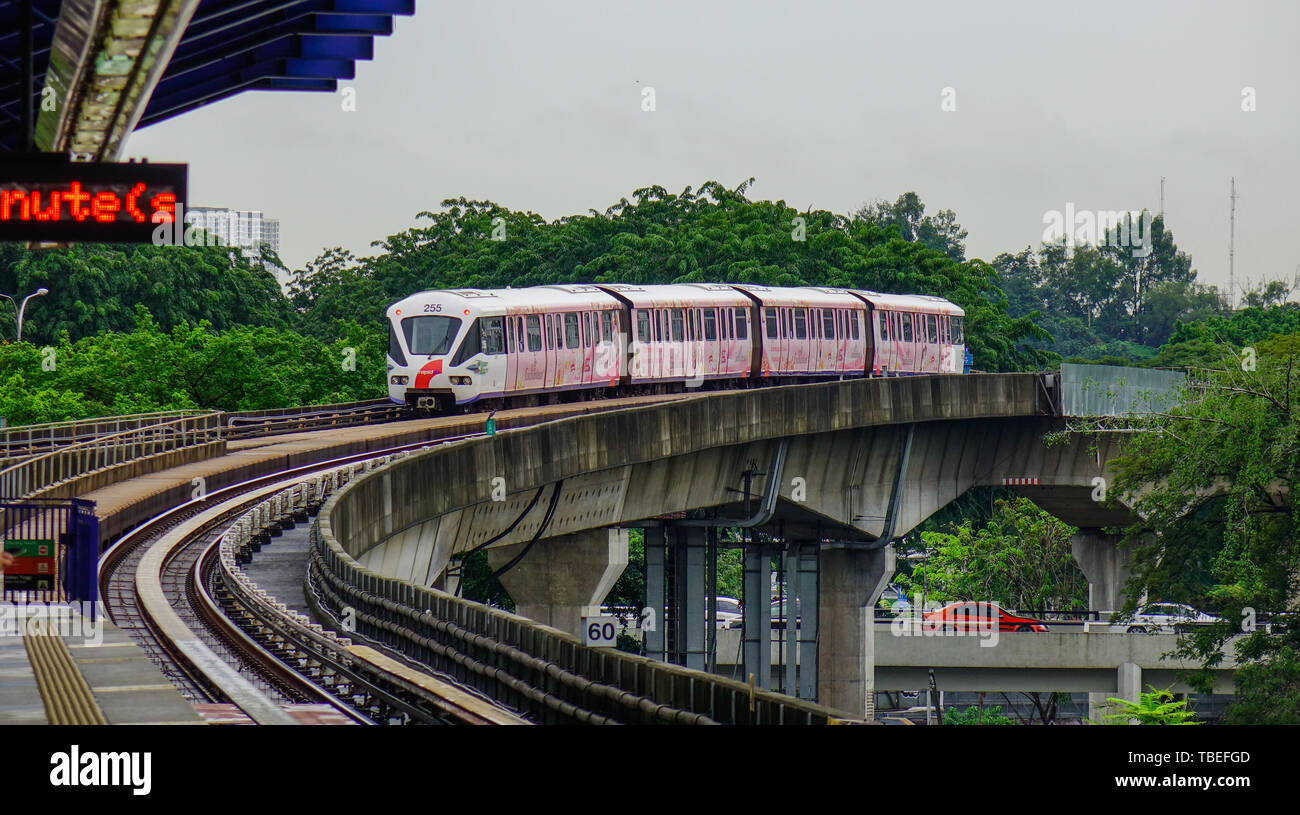 Kuala Lumpur, Malaysia - Nov 14, 2017. Metro train coming to the ...