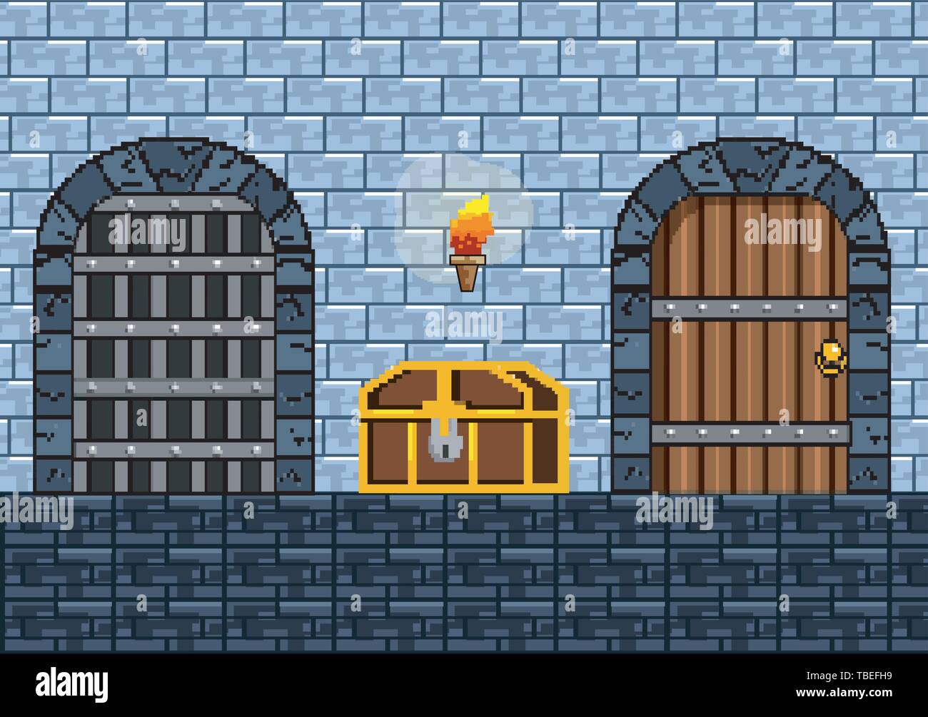 Arcade game world design, Pixel scene art retro and videogame theme ...