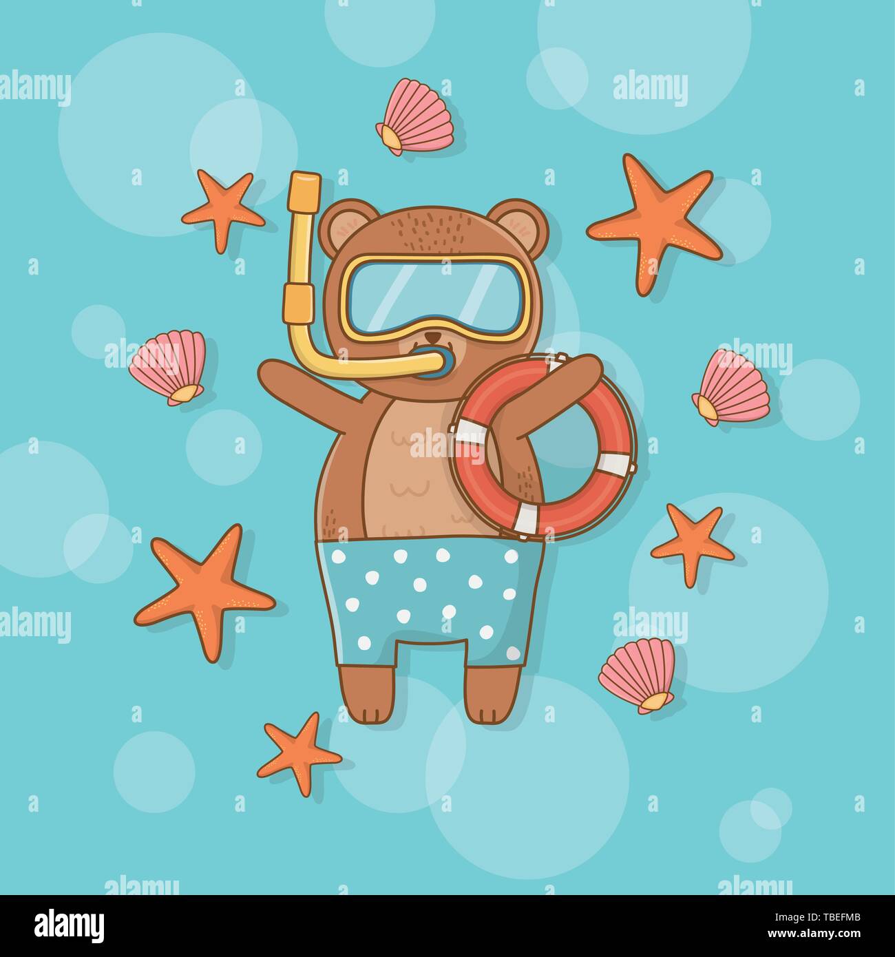 Bear cartoon design, Summer vacation beach tropical tourism and season ...