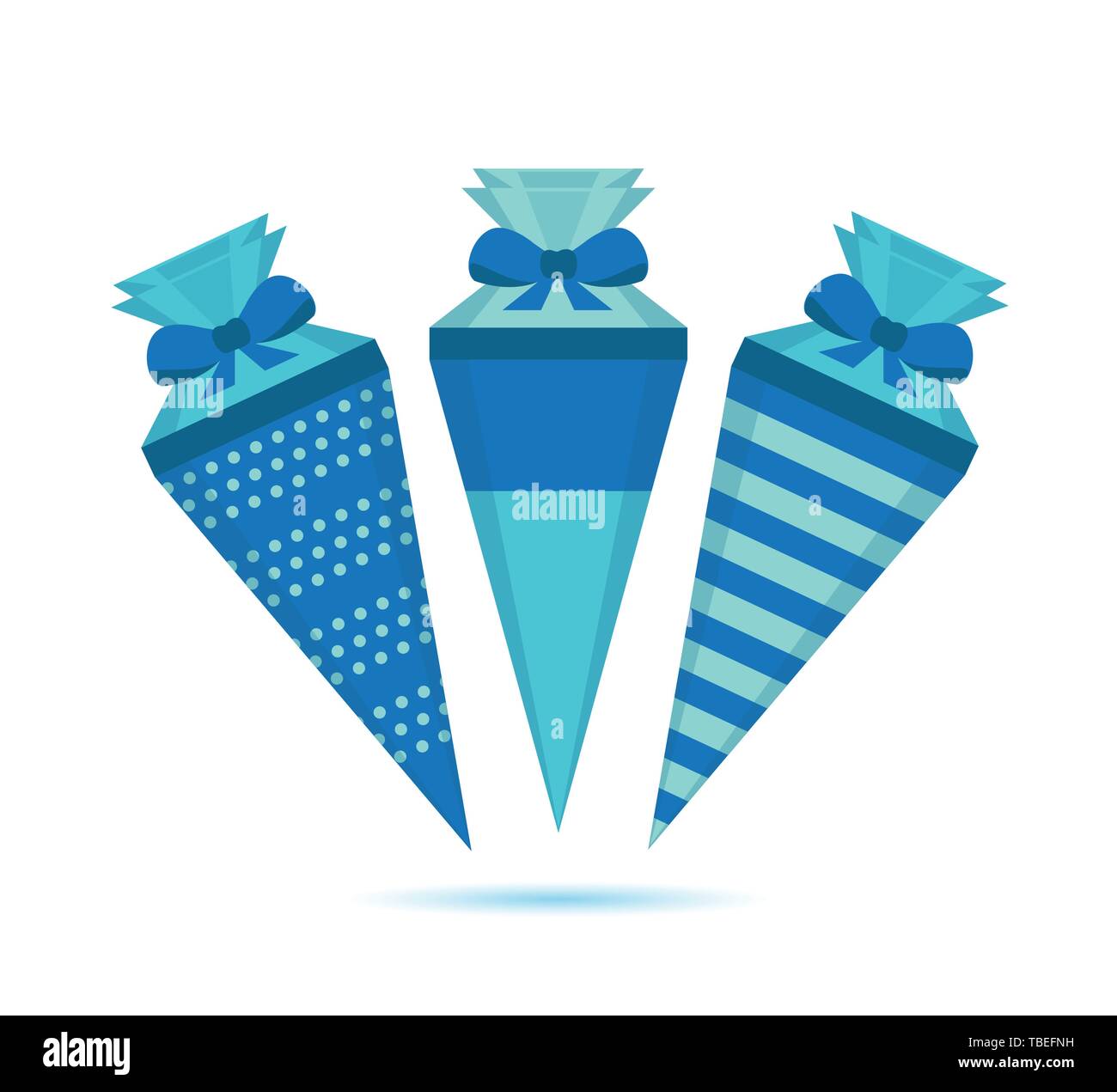 pattern school cone set in blue colors isolated on white vector ...