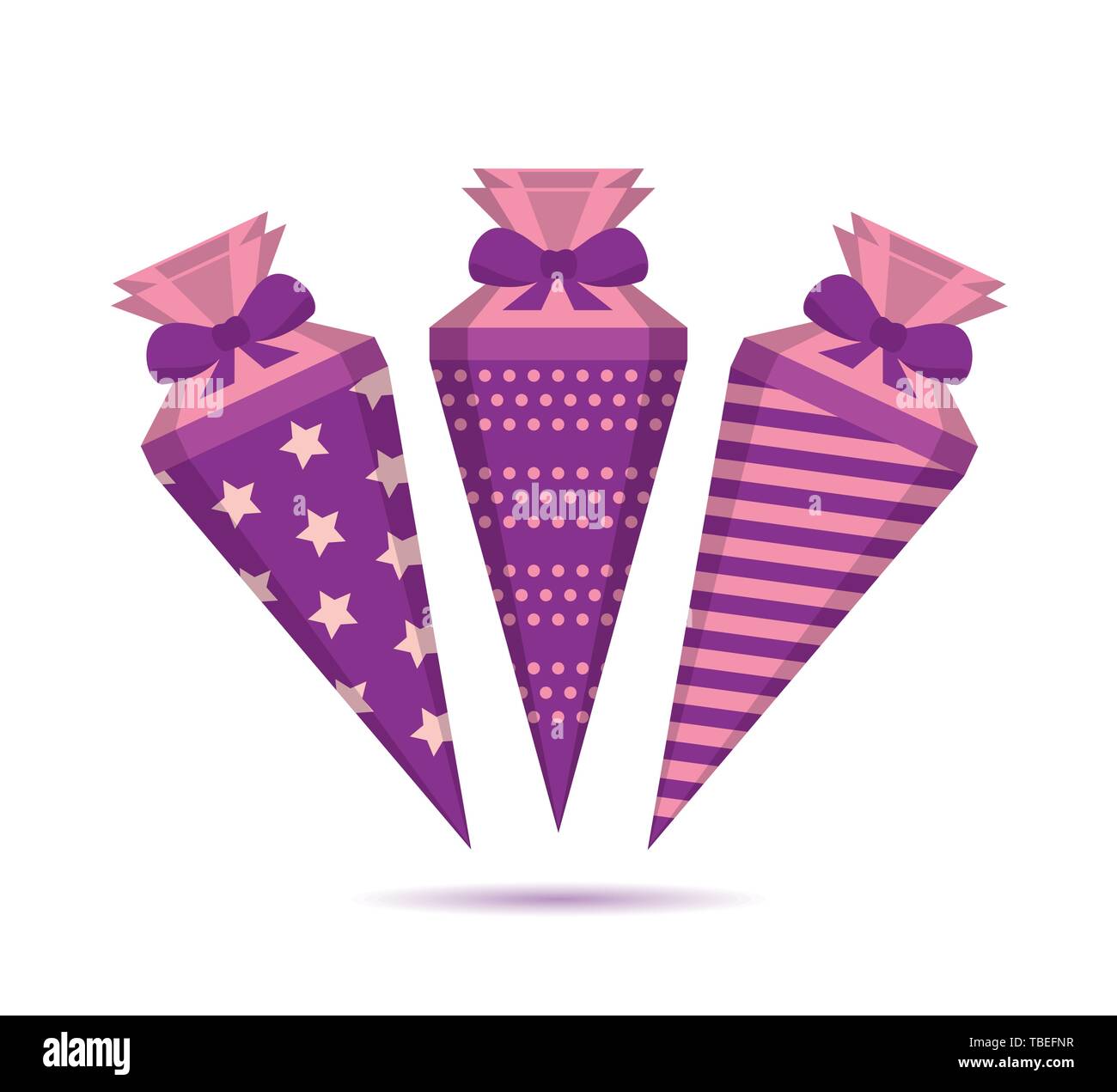 pattern school cone set in purple colors isolated on white vector ...