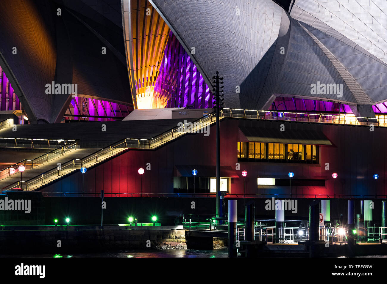 The Sydney Opera House at night during the popular light festival Vivid ...