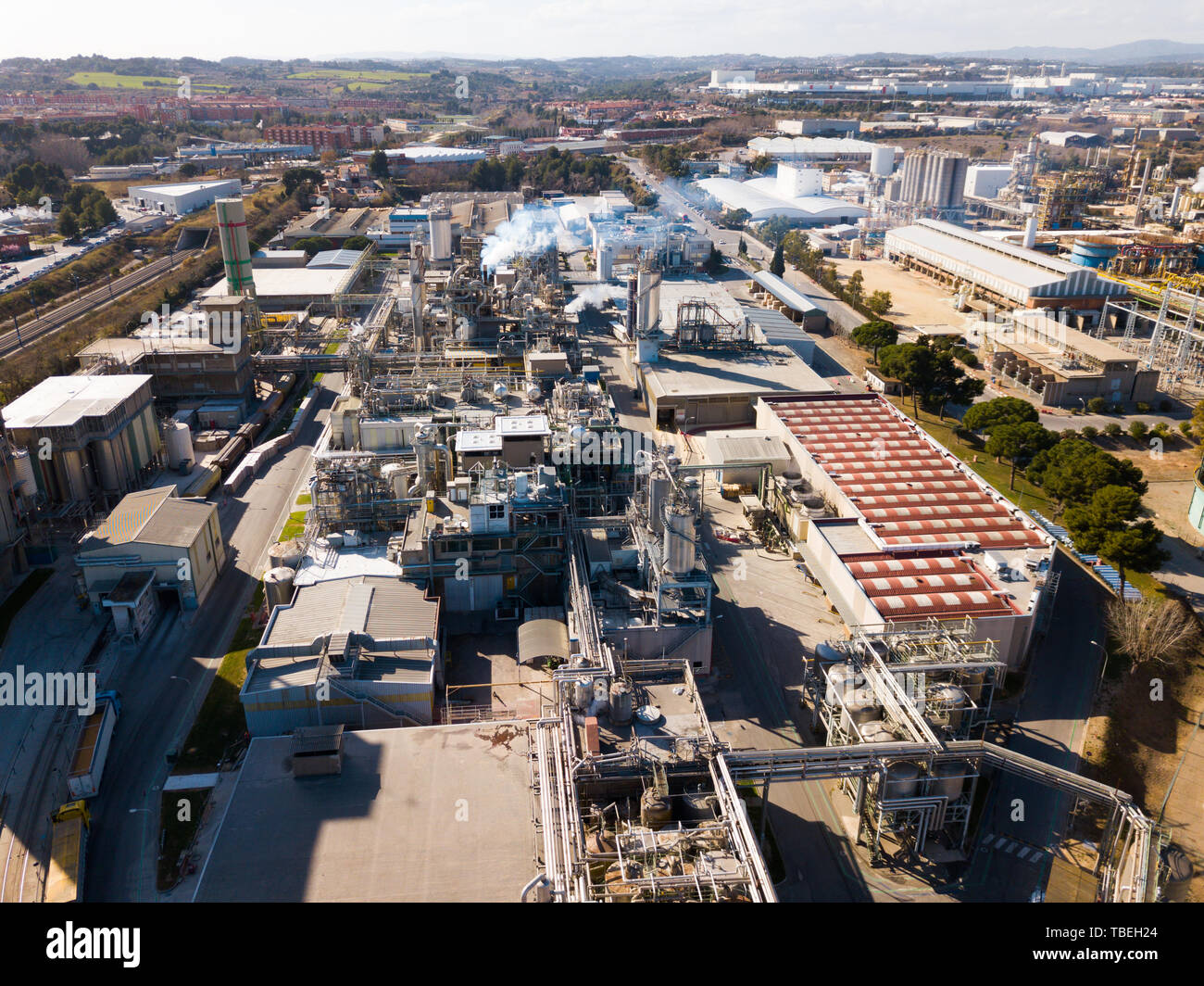 Aerial view of big industrial zone of chemical factory Stock Photo - Alamy