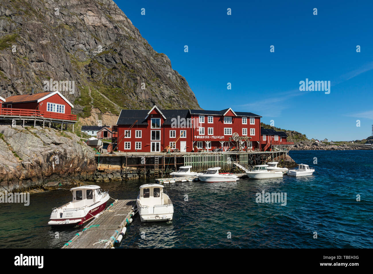 TIND, NORWAY - MAY 23, 2019: Traditional architecture in Tind fishing ...