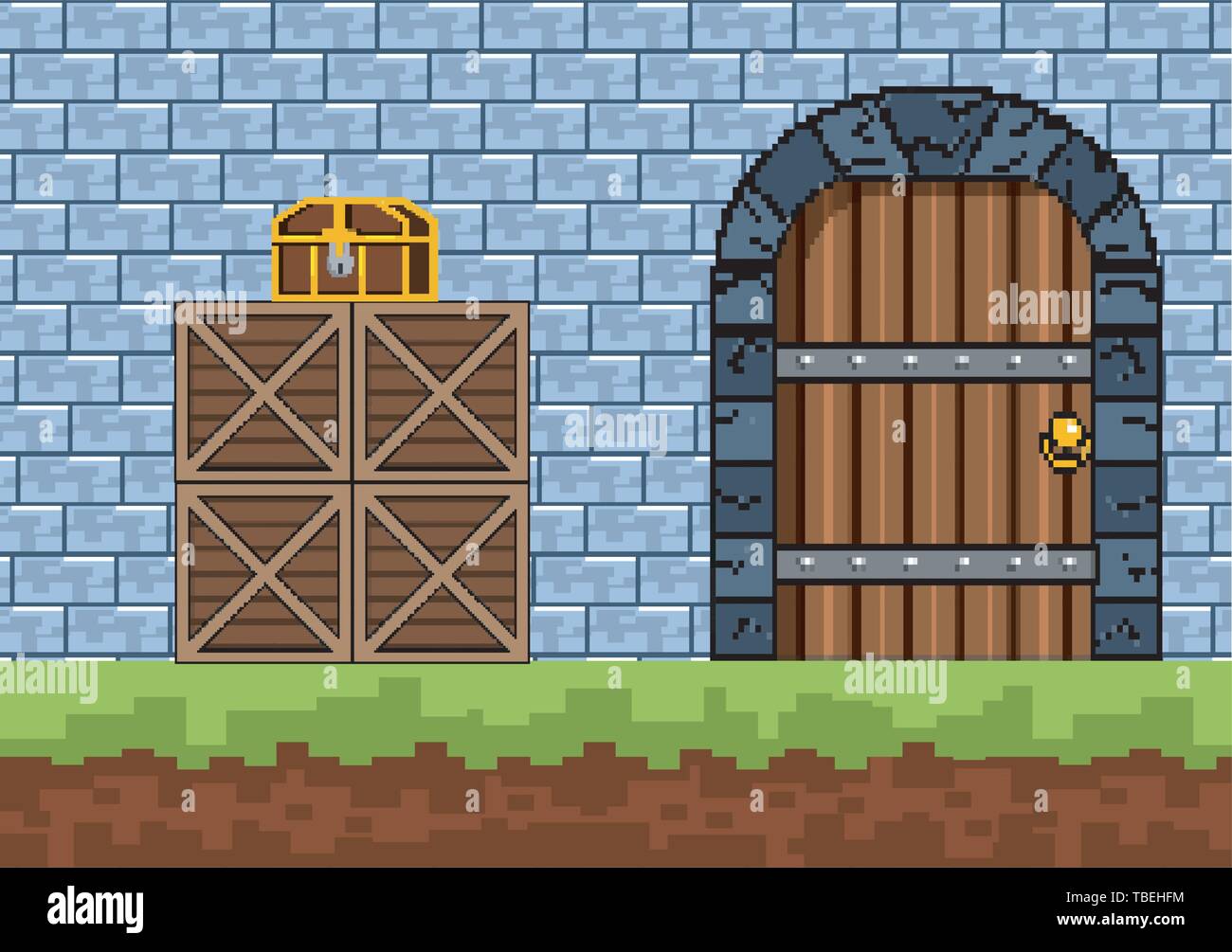 Arcade game world design, Pixel scene art retro and videogame theme ...