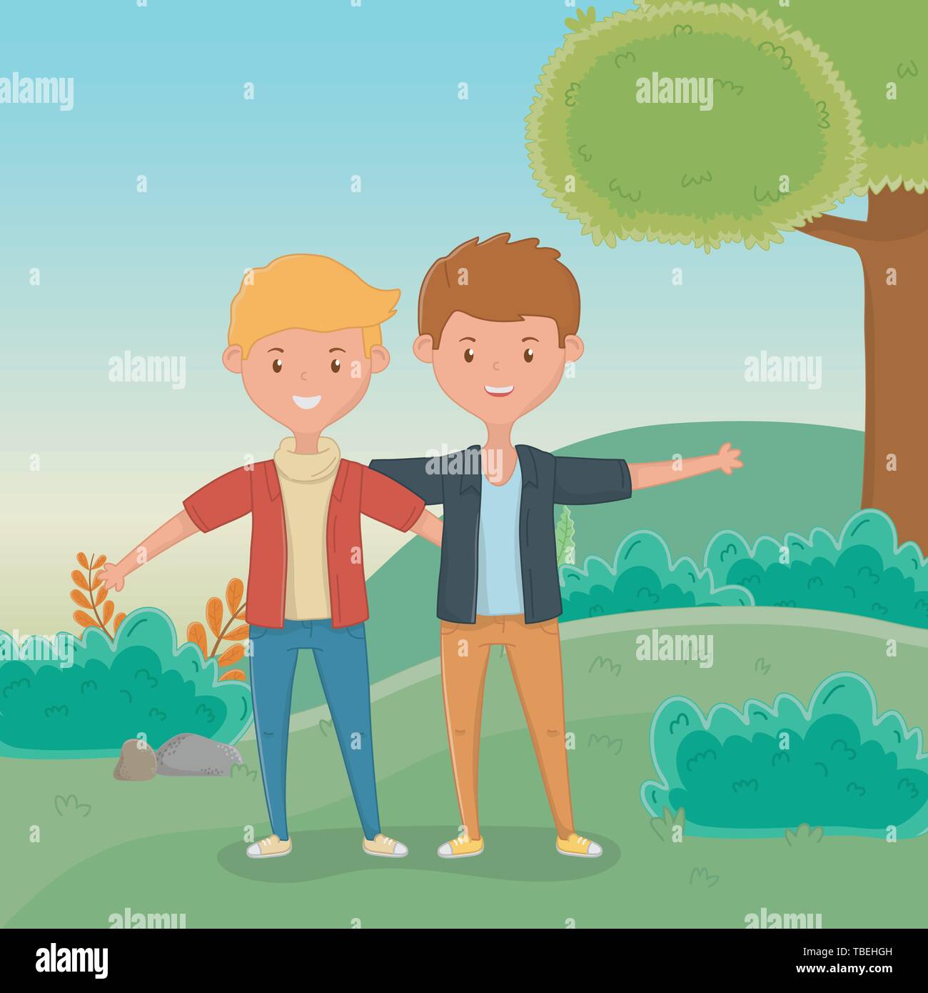 Boys cartoons design, Firiendship together friends happy people and ...