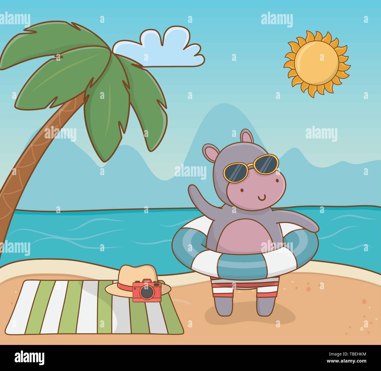 Summer Vacation Beach Cartoon
