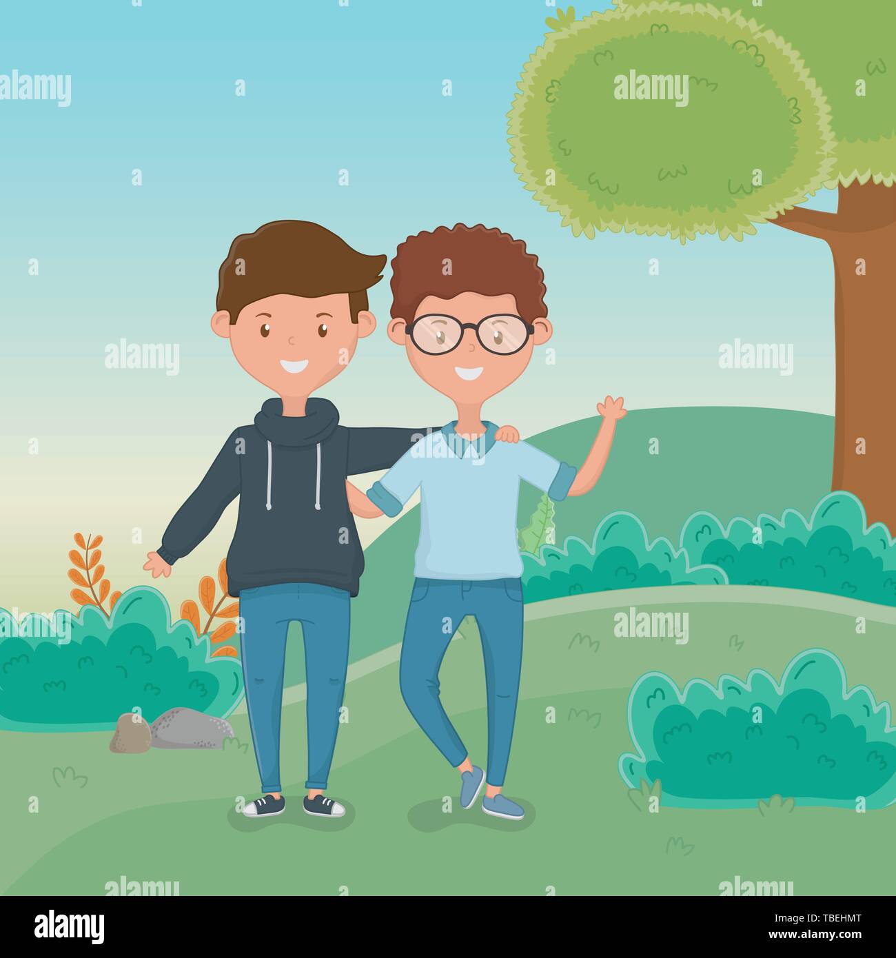 Boys cartoons design, Firiendship together friends happy people and ...