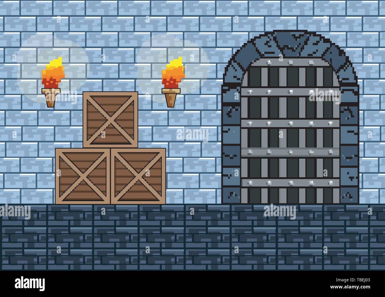 Arcade game world design, Pixel scene art retro and videogame theme ...