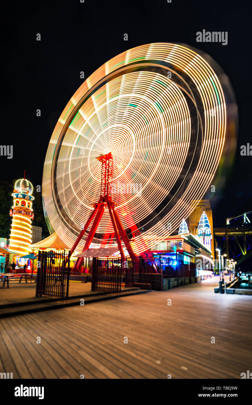 Luna Park ferris wheel at night during Vivid, the annual popular light ...