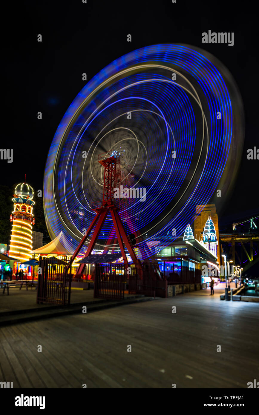 Luna Park ferris wheel at night during Vivid, the annual popular light ...
