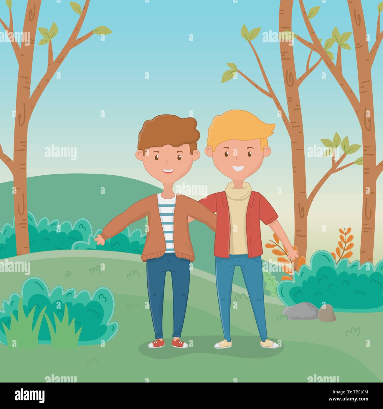 Boys cartoons design, Firiendship together friends happy people and ...