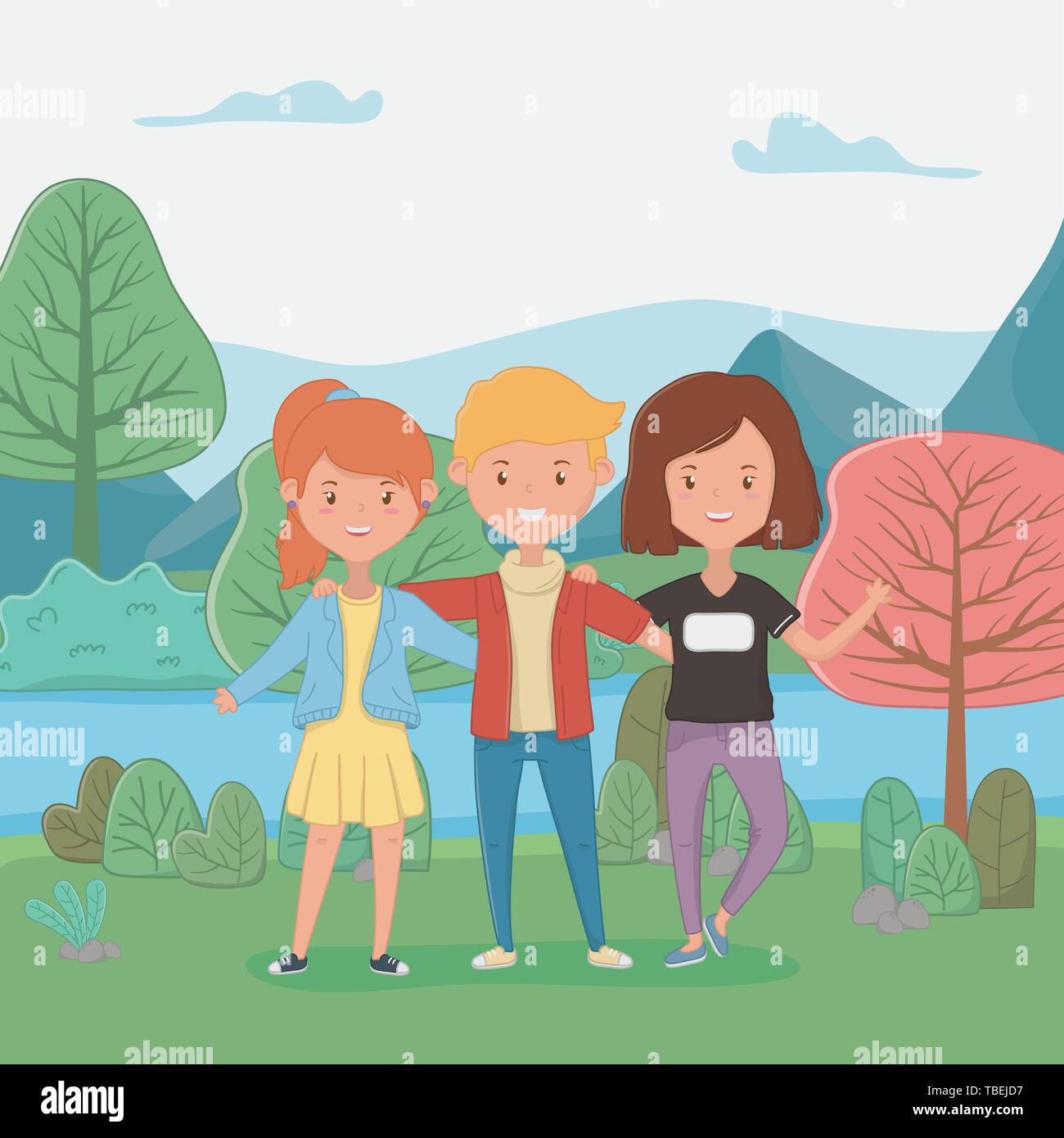 Girls and boy design, Firiendship together friends happy people and ...