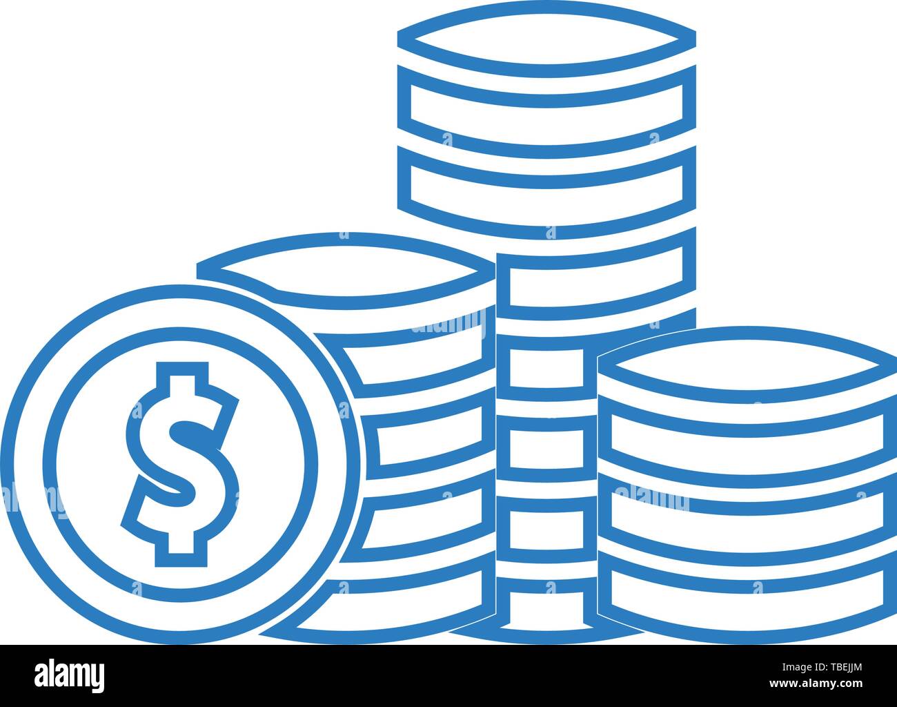 Coin money finance sign - Dollar coin currency stack icon Stock Vector ...