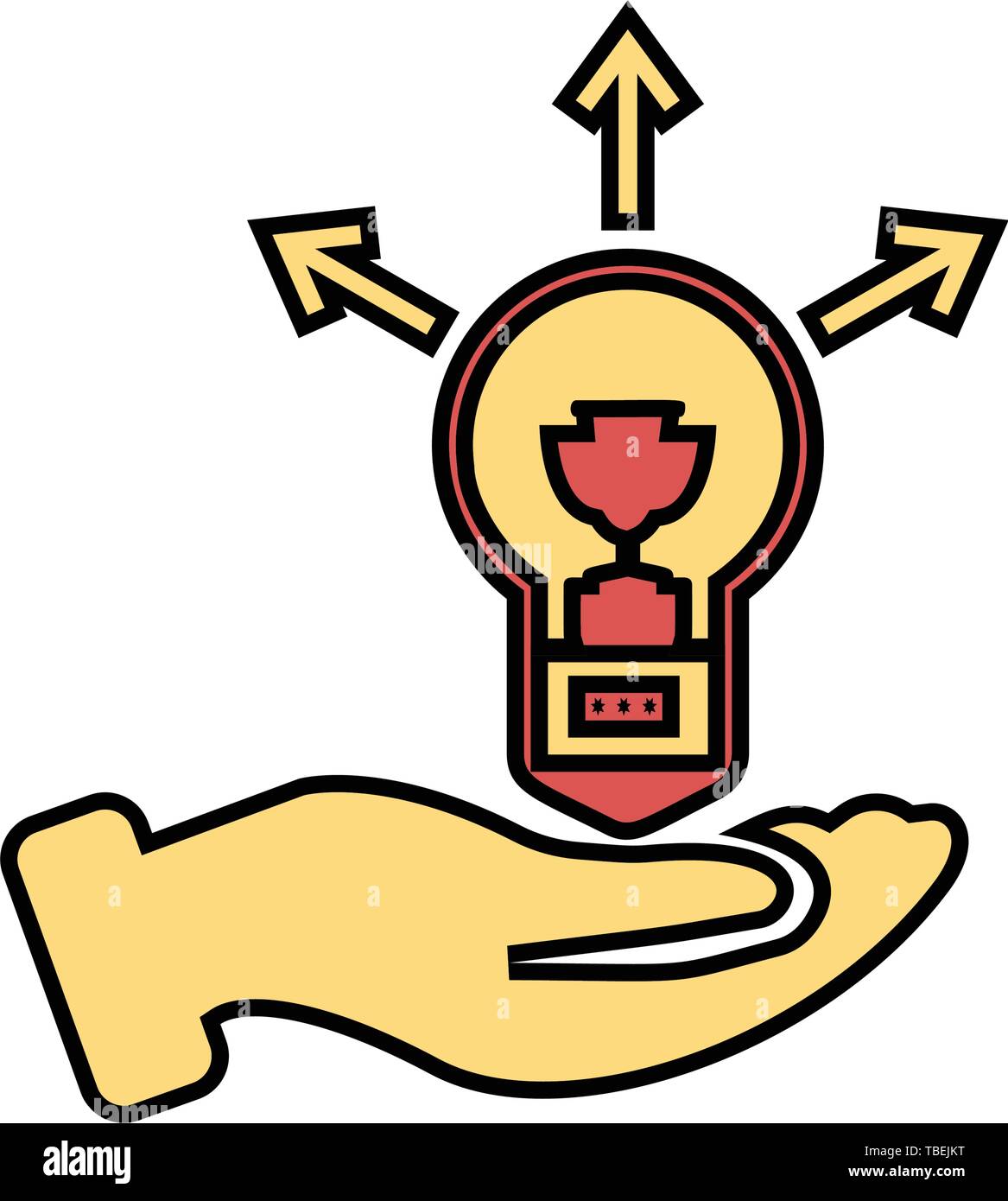 Hand holding light bulb - smart idea icon isolated - vector Stock ...