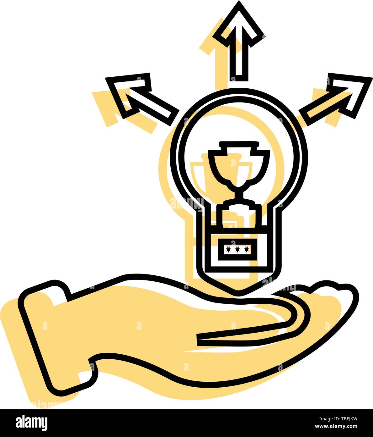 Hand holding light bulb - smart idea icon isolated - vector Stock ...