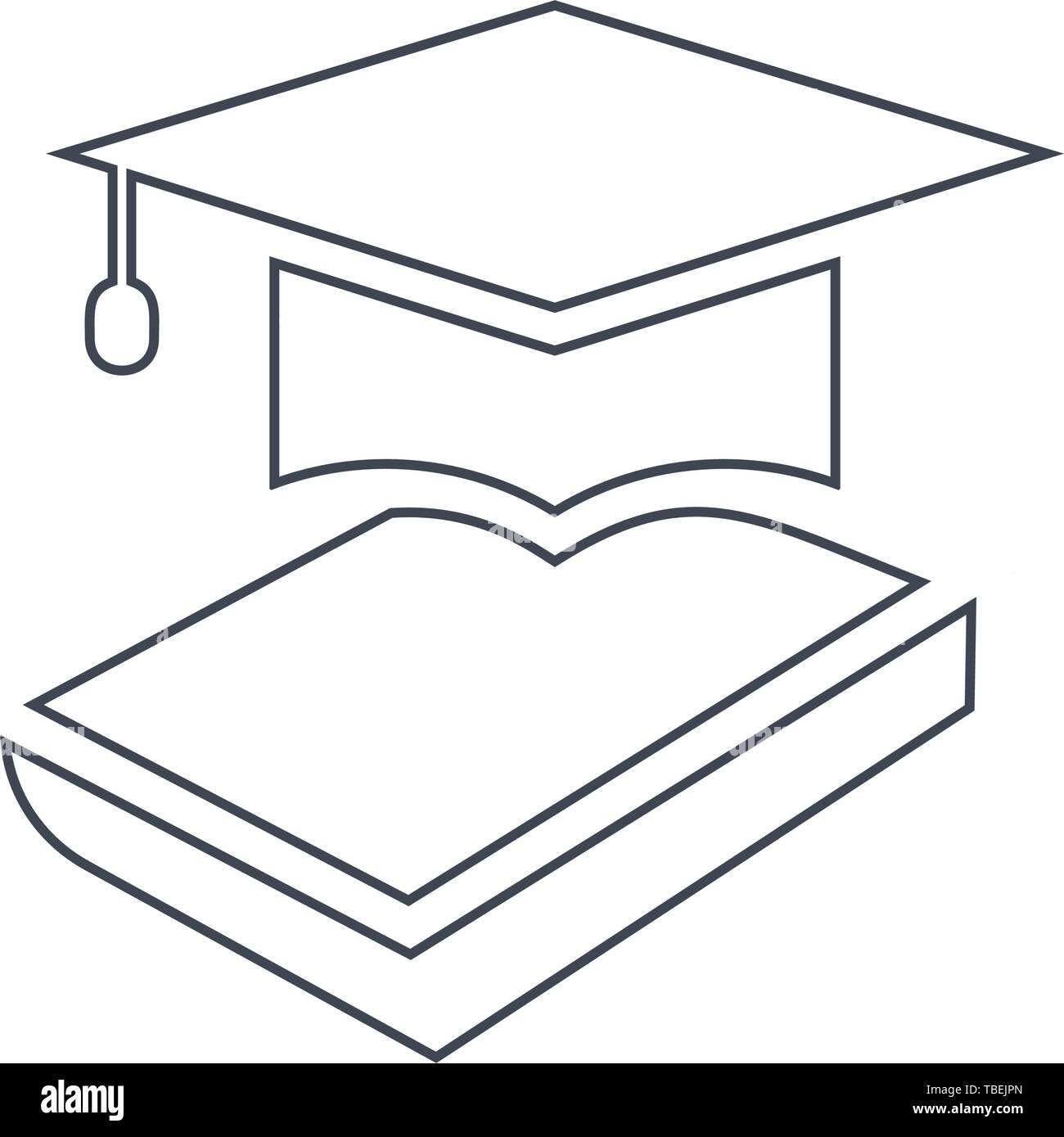 Book with vector graduation cap - education icon, academic university ...