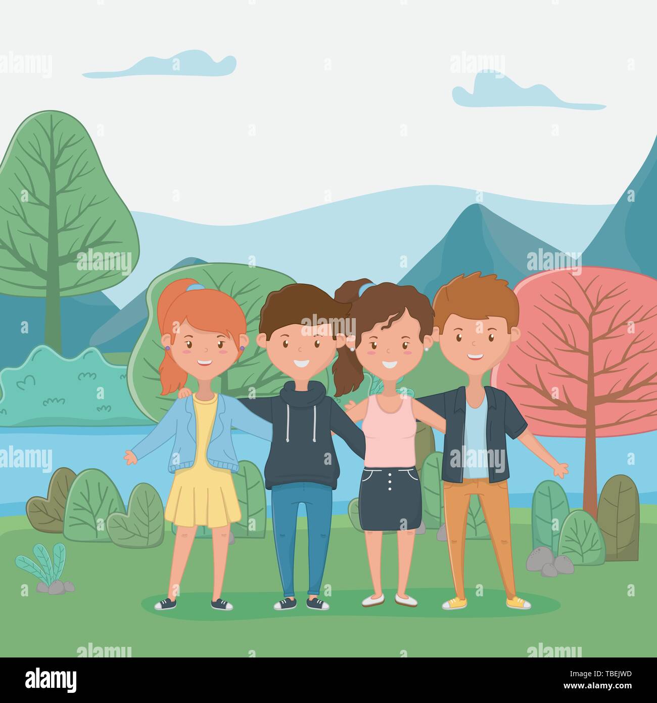 Girls and boys design, Firiendship together friends happy people and ...