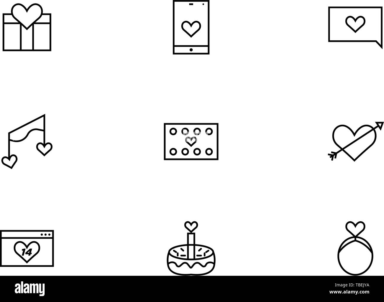 Premium set of heart line icons. Simple pictogram pack - Valentine icons set Stock Vector Image ...