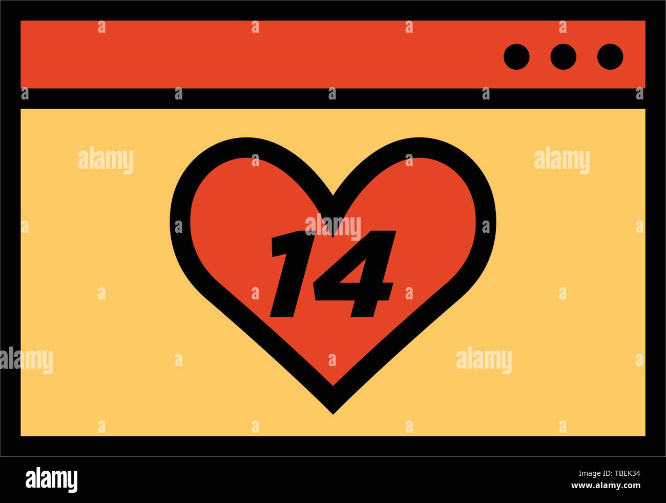 14th of February, heart. Valentines day calendar. - Vector Stock Vector ...